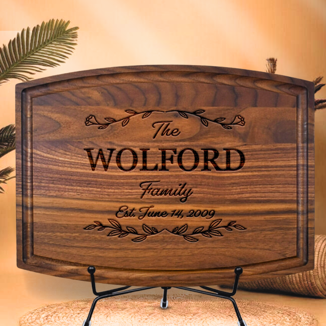 Swirling Flower Custom Engraved Walnut Cutting Board – Premium Persona ...